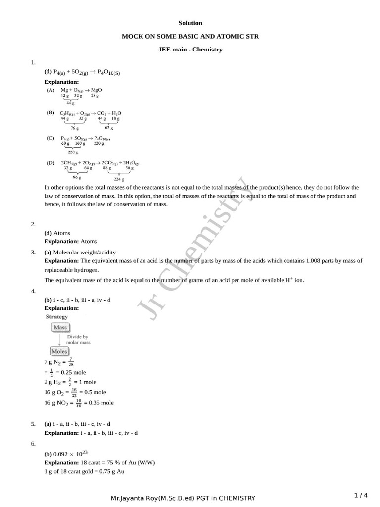 Atomic Structure Some Basic Solution | PDF