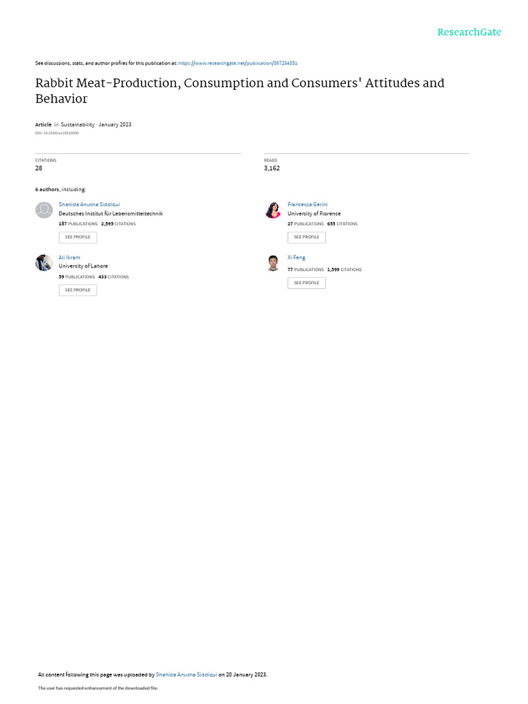 Rabbit Meat Production Consumptionand Consumers Attitudesand Behavior ...