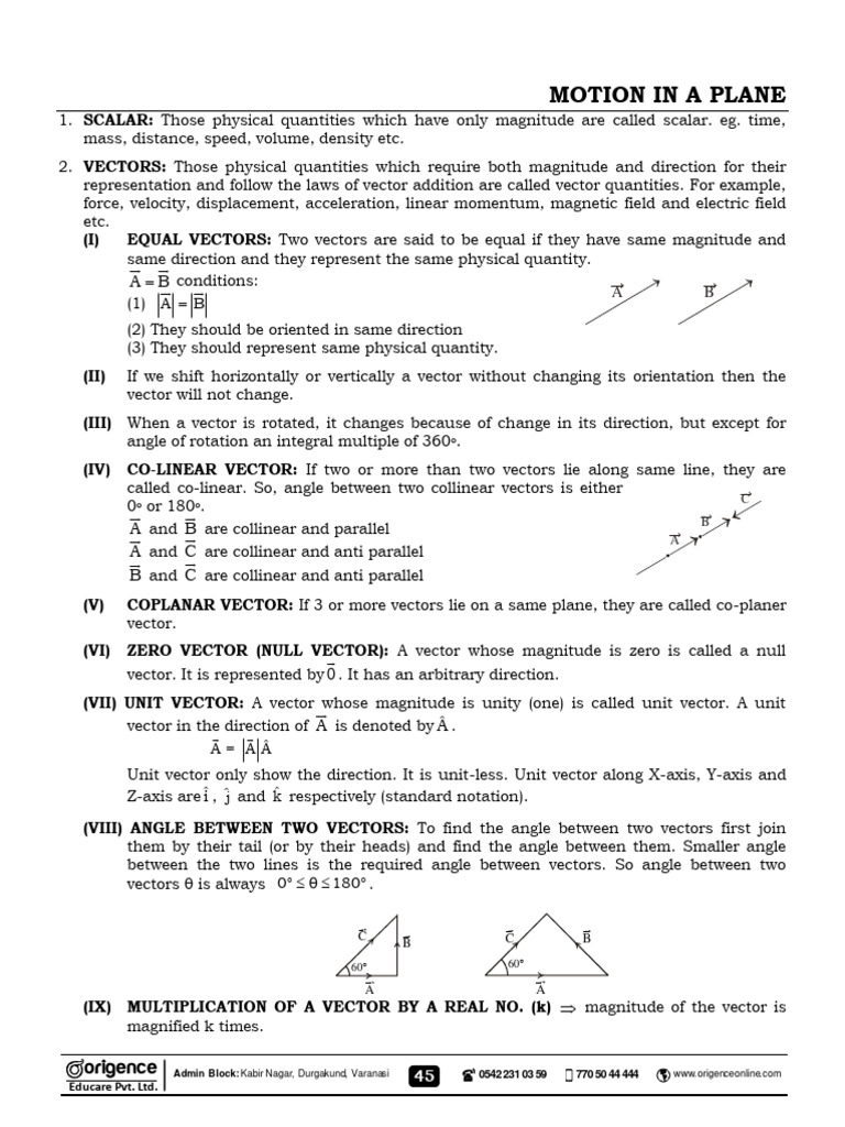 04 - Motion in A Plane | PDF | Euclidean Vector | Line (Geometry)