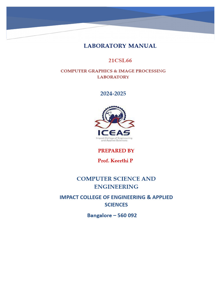 CG LAB MANUAL - 2024 - New | PDF | 3 D Computer Graphics | Computer Graphics
