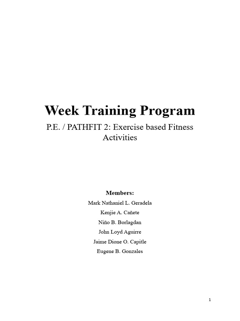 PE-PATHFIT Week Training Program (PeTa) | PDF | Physical Exercise ...