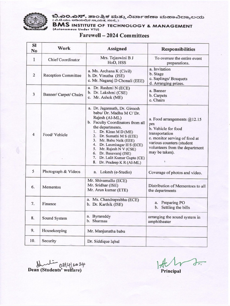Farewell 2024 Committees | PDF