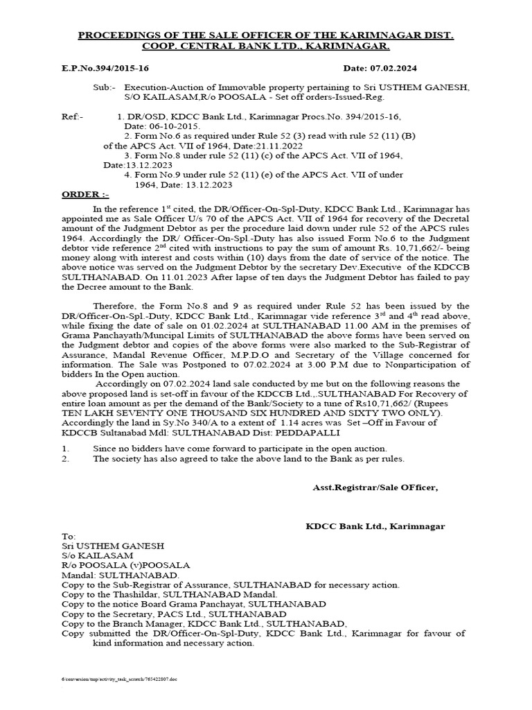 Set Off Order | PDF | Judgment (Law) | Common Law