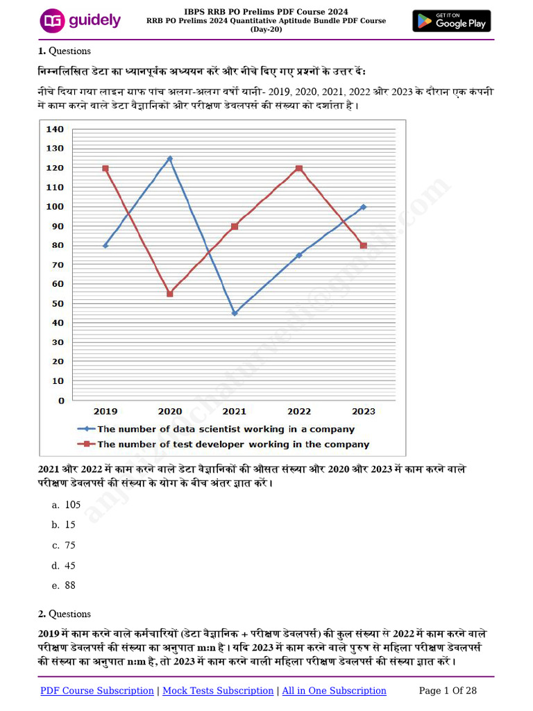 RRB PO Prelims 2024 Quantitative Aptitude Bundle PDF Course (Day-20) | PDF