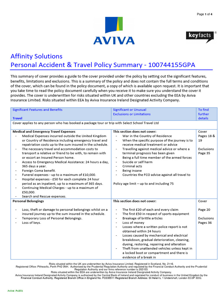 Select Travel Summary | Download Free PDF | Insurance | Liability Insurance