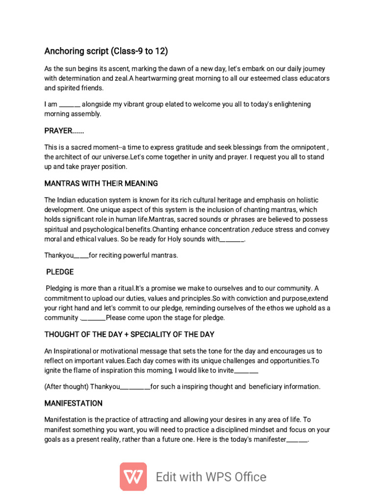 Anchoring Script | Download Free PDF | Mantra | Prayer