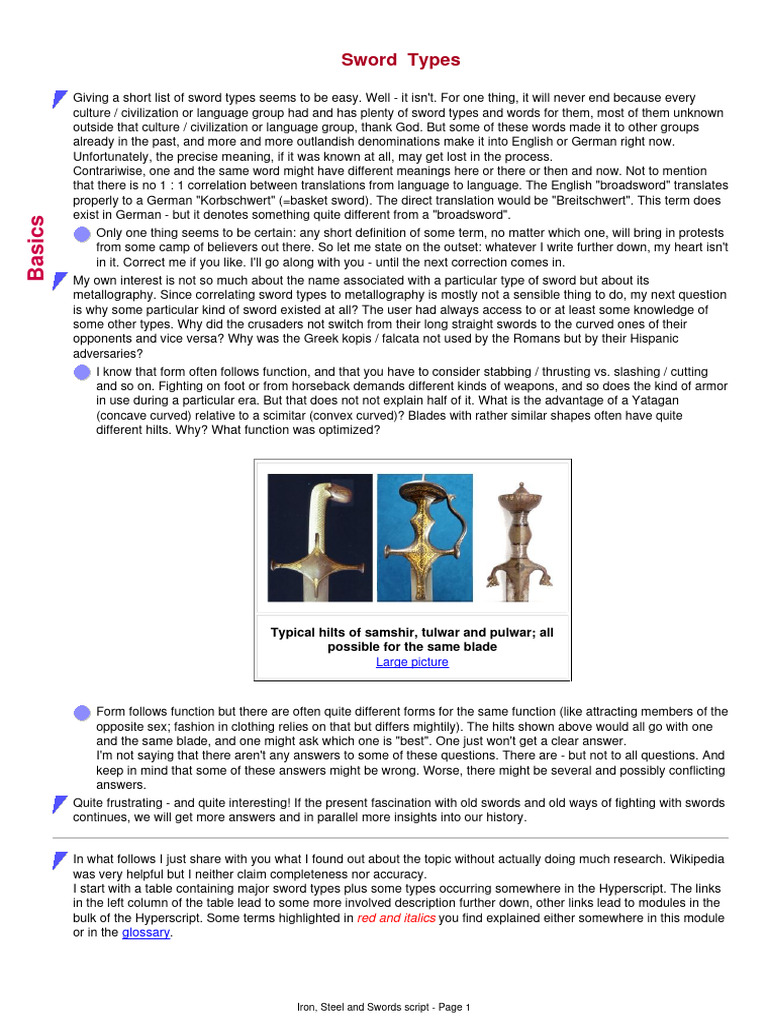 Sword Types: Large Picture | PDF | Sword | Melee Weapons