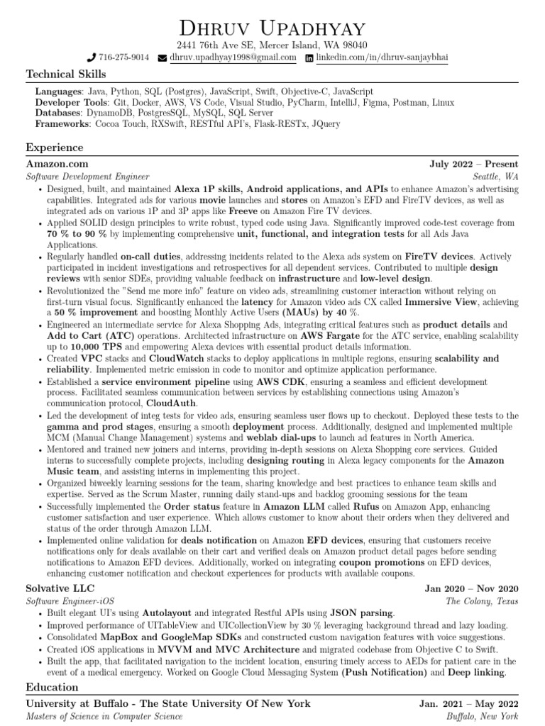 Dhruv Upadhyay Resume | PDF | Postgre Sql | Java (Programming Language)