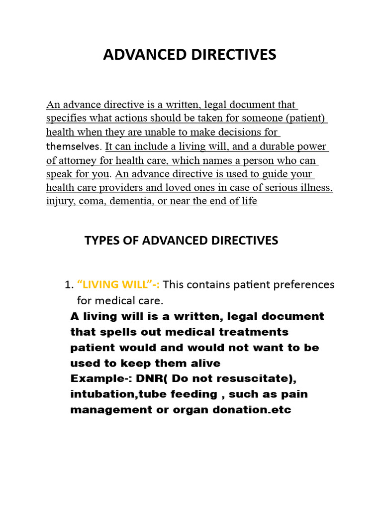 Advanced Directives | PDF | Medicine | Causes Of Death