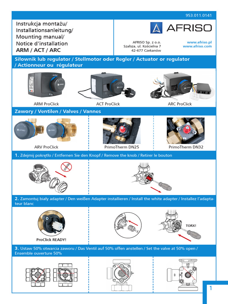IO ARM ARC ACT Na Zawory 3D 9530110141 WJ AFRISO | PDF
