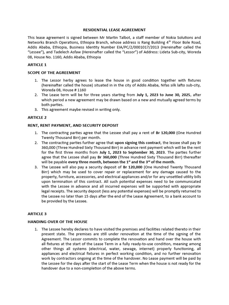Lease Agreement Ammended - Marius Vismantas - Draft | PDF | Lease ...