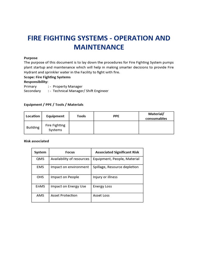 Fire Fighting System | PDF | Safety