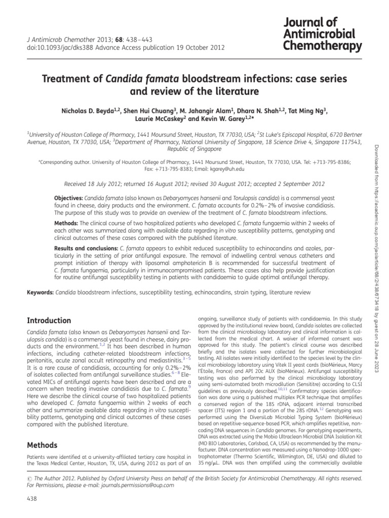 Candida Famata Treatment Review | PDF | Candidiasis | Candida (Fungus)