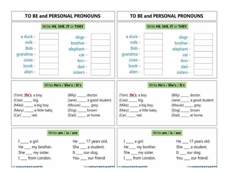 Personal Pronouns and Verb To Be | PDF