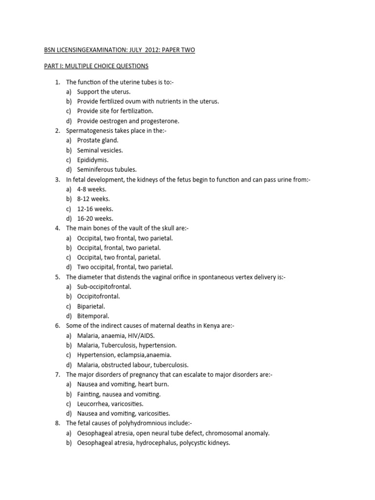 BSN July 2012 PP2 | PDF | Childbirth | Fetus