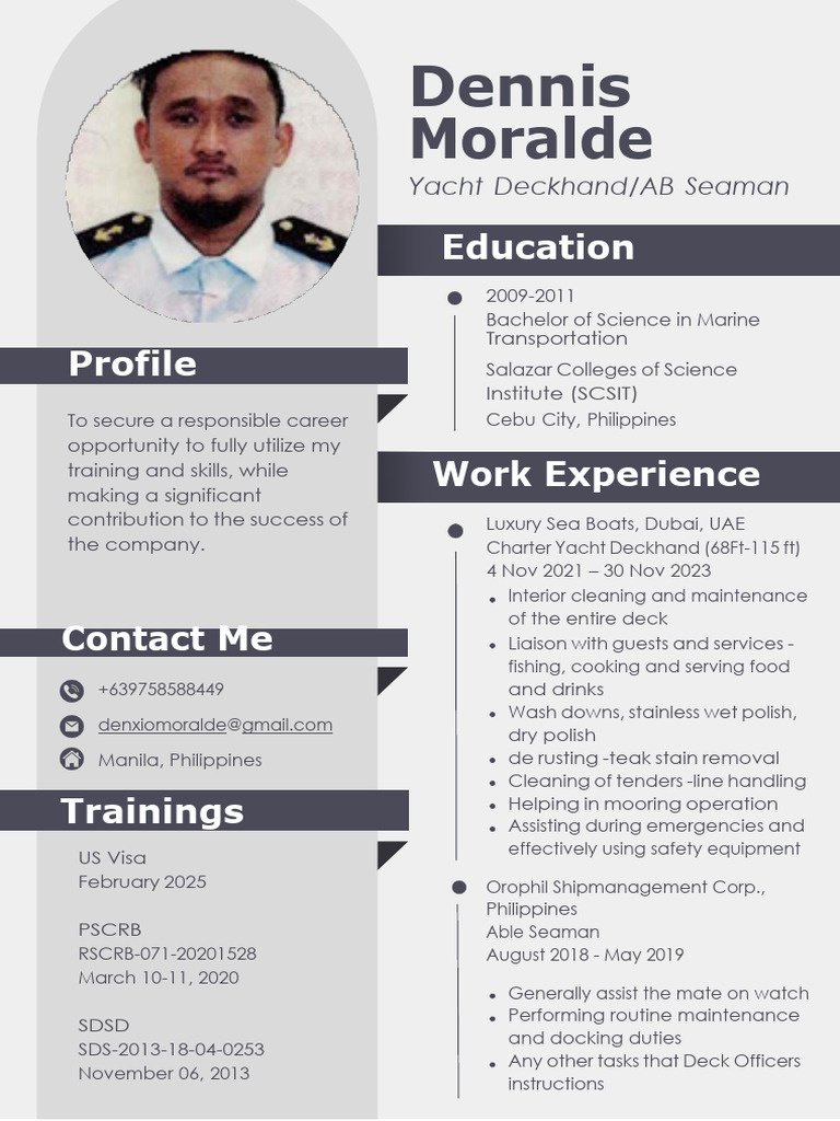 CV - Dennis Moralde (AB) | Download Free PDF | Sailor | Shipping