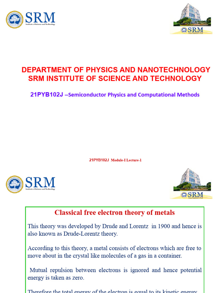 Classical vs Quantum Free Electron Theory | PDF | Electron | Electrical Resistivity And Conductivity