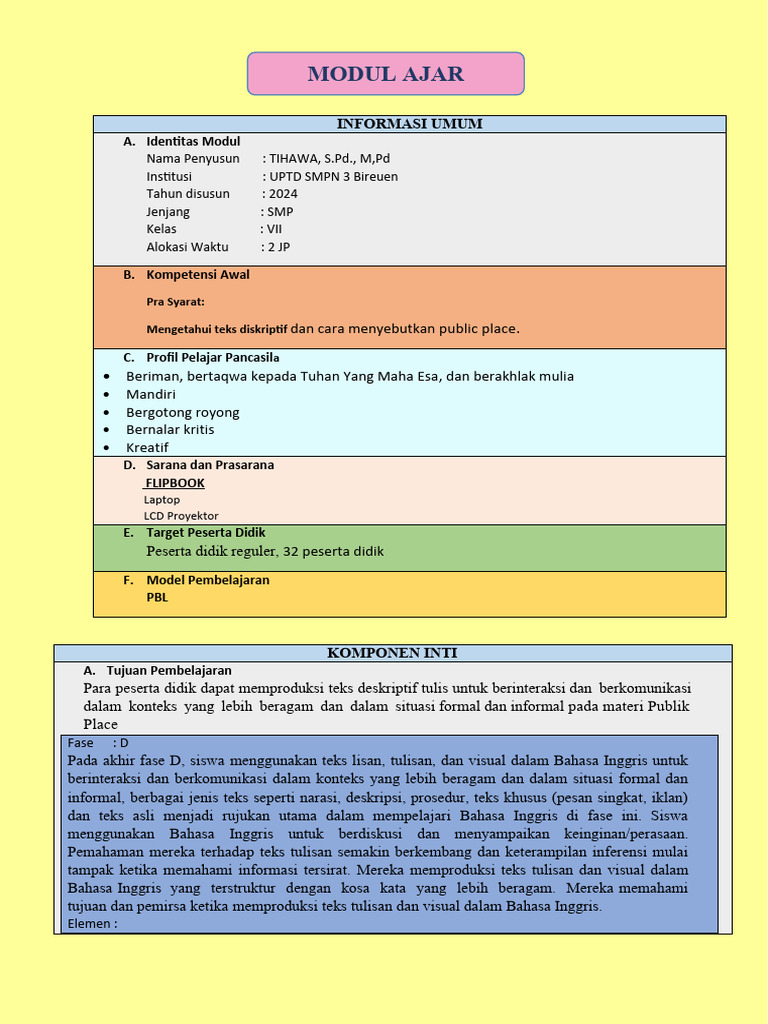 TEMPLET MODUL AJAR | PDF