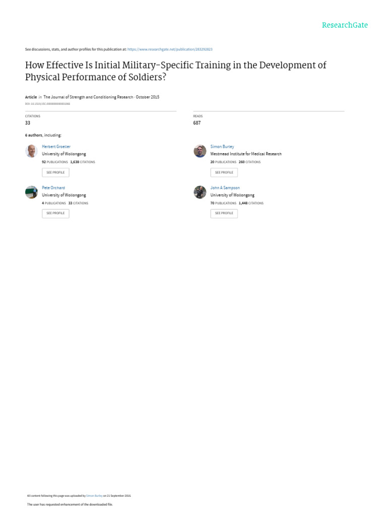 How Effective Is Initial Military-Specific Training in The Development ...