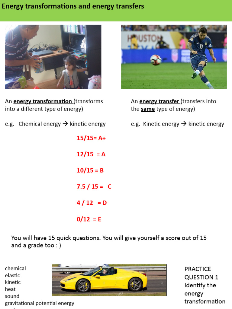 Energy Transfers and Transformations Guide | PDF | Potential Energy ...