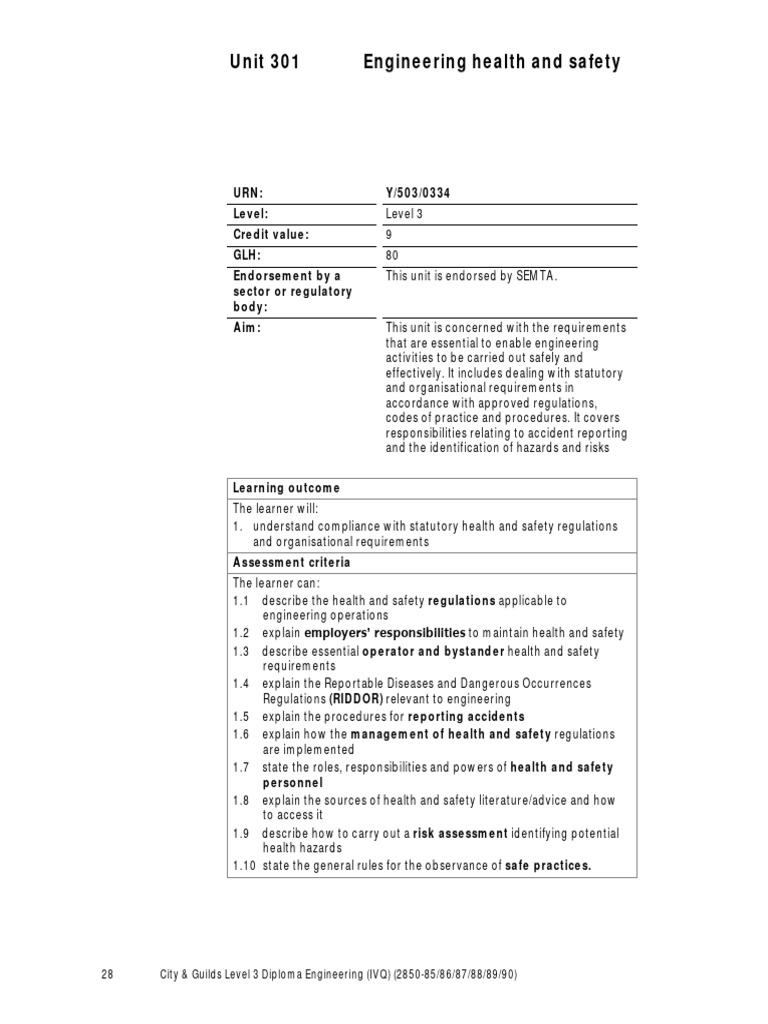 Level 3 Engineering Health & Safety Guide | PDF | Occupational Safety ...