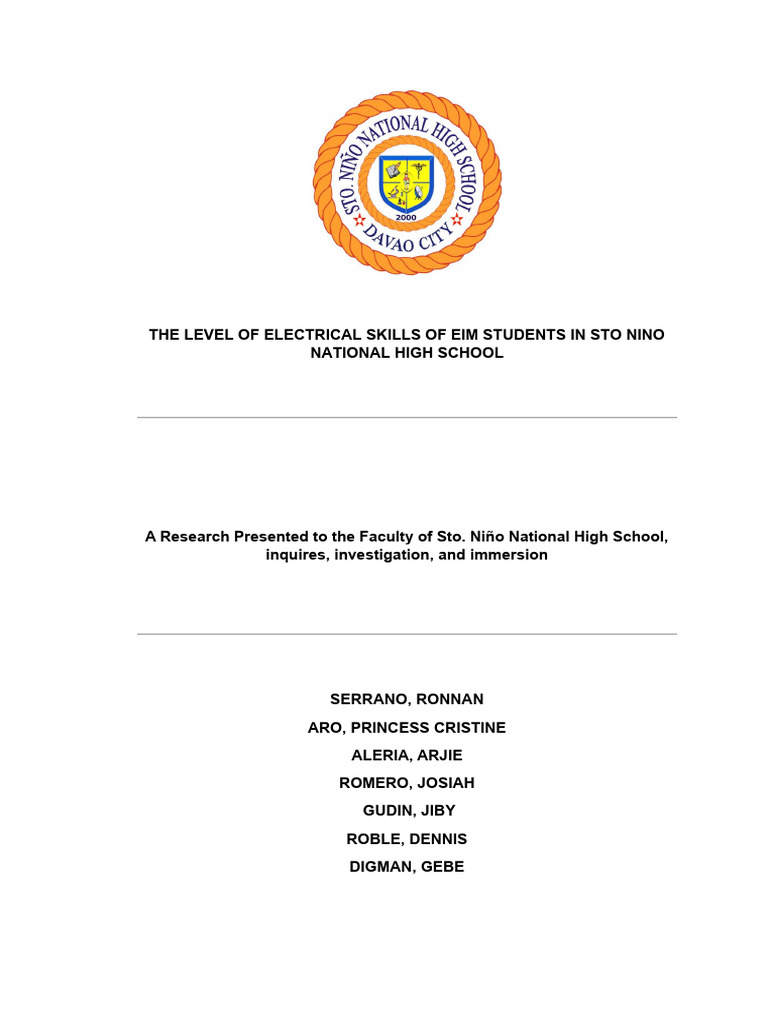 The Level of Electrical Skills of EIM Students 1 | PDF | Electrician ...