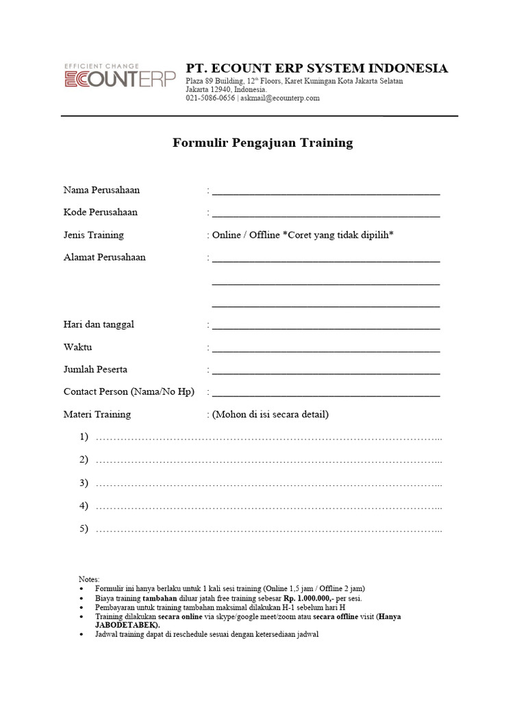 Form Pengajuan Training | PDF | Karier & Perkembangan | Bisnis