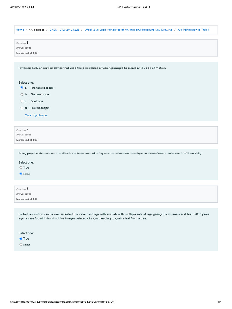 Q1 Animation Performance Task Quiz | PDF | Animation | Filmmaking