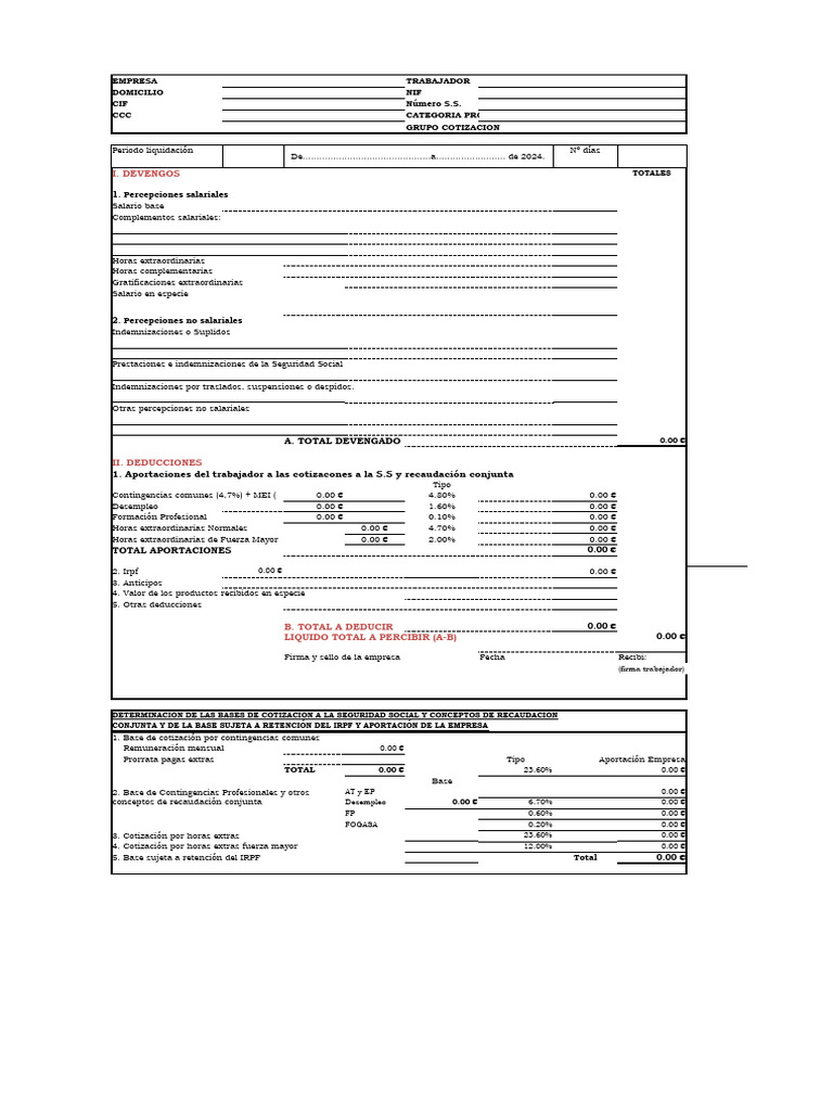 Plantilla Nómina Excel Pdf Salario Compensación Laboral
