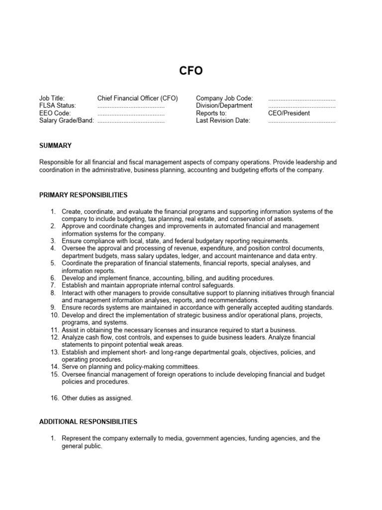 Chief Financial Officer (CFO) | PDF | Chief Financial Officer | Expense
