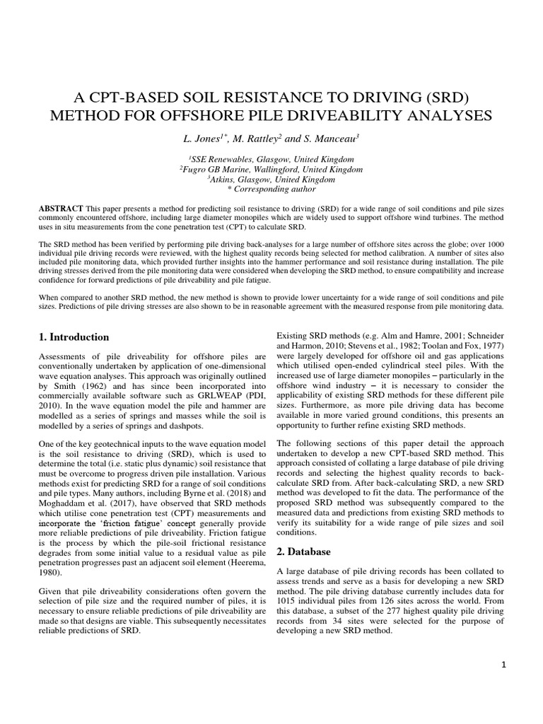 Jones Et Al. (2020) - A CPT-based Soil Resistance To Driving (SRD ...