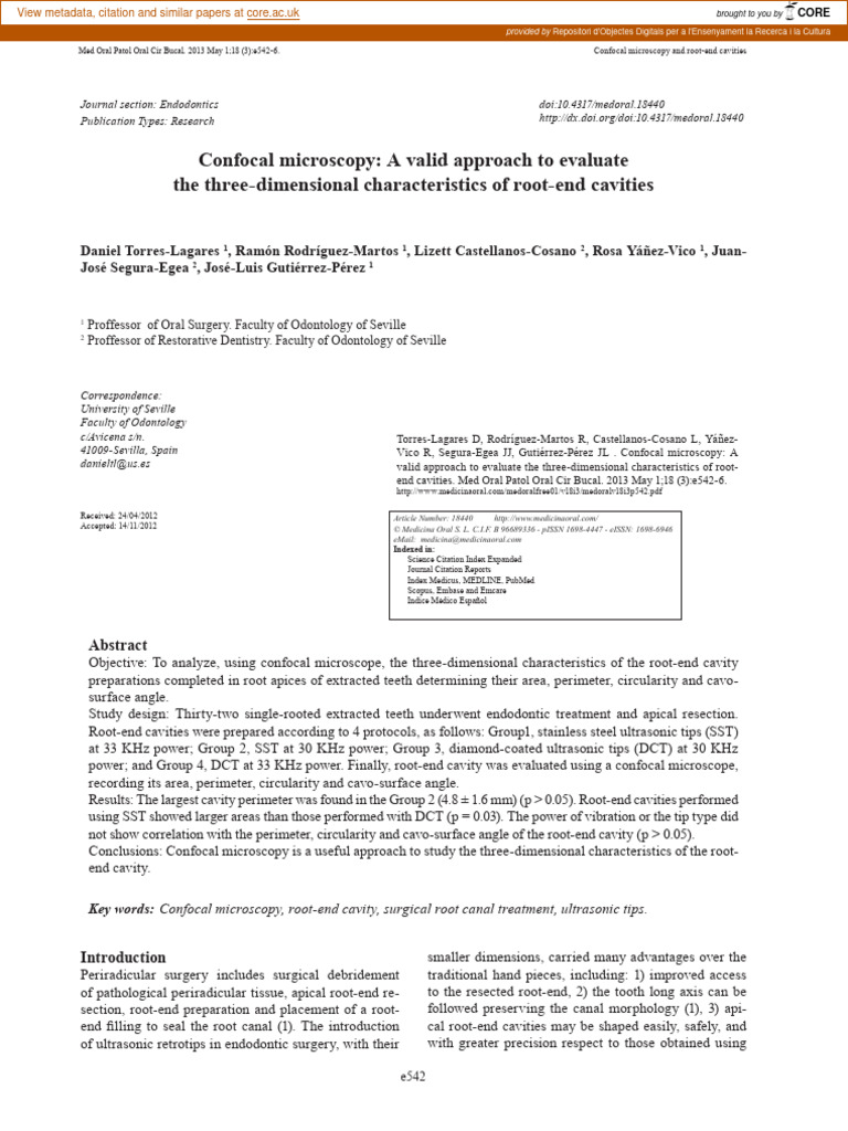 Confocal Microscopy in Root-End Cavities | PDF | Microscopy | Confocal Microscopy