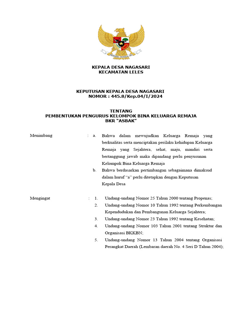 SK BKR Asbak Nagasari 2024 | PDF