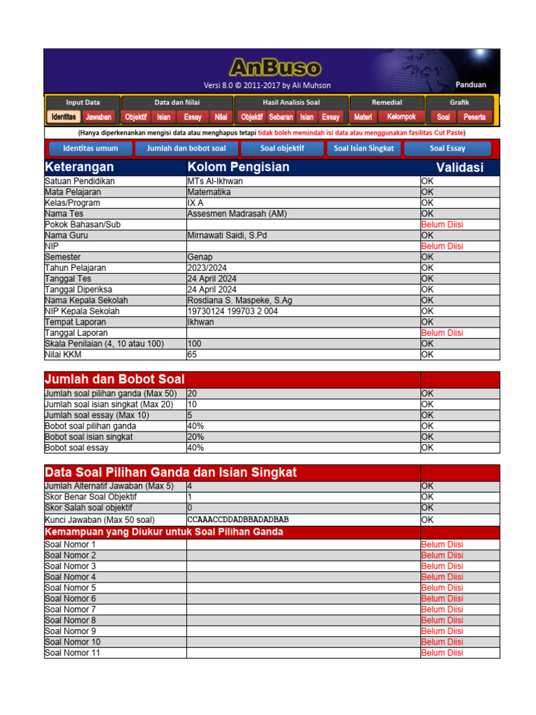 Analisis Mts Mtk Ix a-1 | PDF