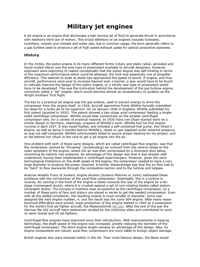 Military Jet Engines | Download Free PDF | Jet Engine | Aviation