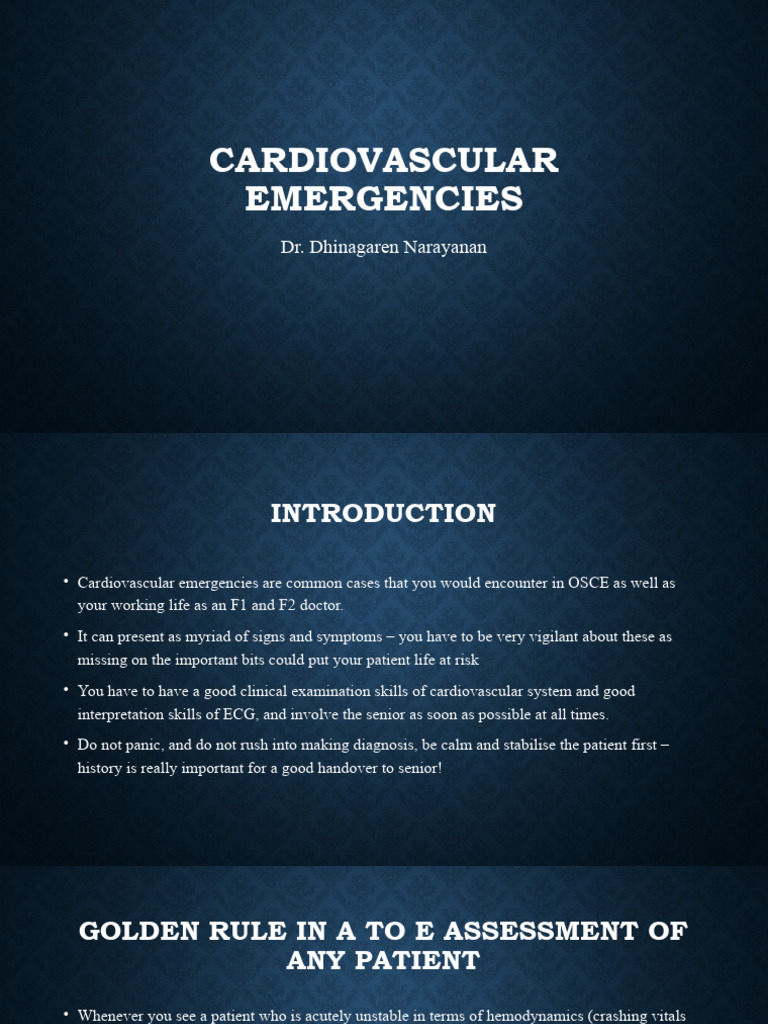 Cardiovascular Emergencies | PDF | Aorta | Myocardial Infarction
