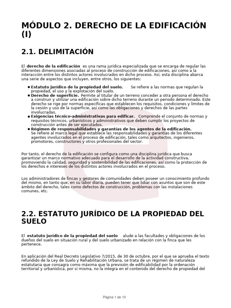 Modulo 2 Derecho de La Edificacion I | PDF | Bienes de arrendamiento | Condominio