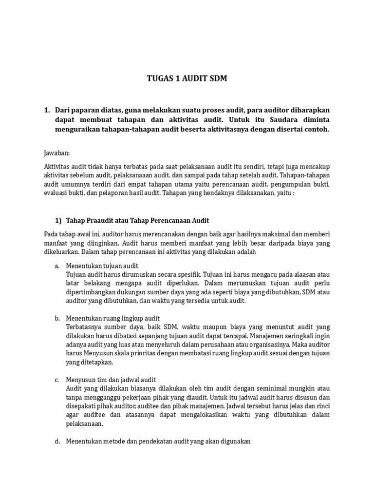 Tugas 1 Audit SDM | PDF | Karier & Perkembangan