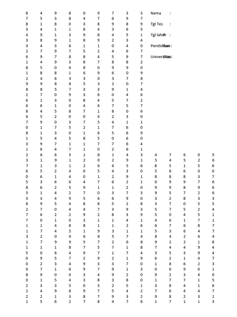 Test Kraepelin : Guide et Exemples PDF | PDF | Technologie et ingénierie