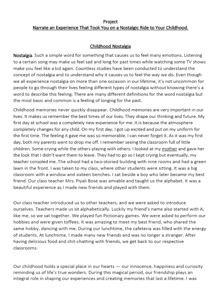 ISC Class 11 English Language Project | PDF | Nostalgia | Feeling ISC Class 11 English Language Project | PDF | Nostalgia | Feeling
