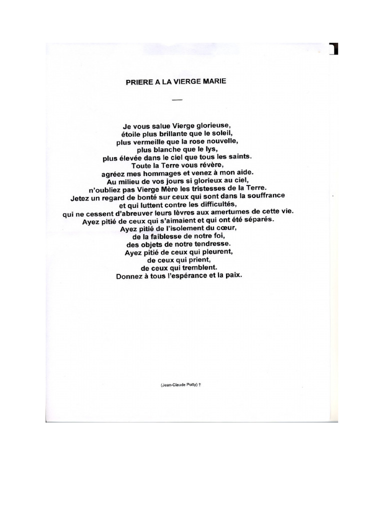 Priere Vierge Marie JCP | PDF