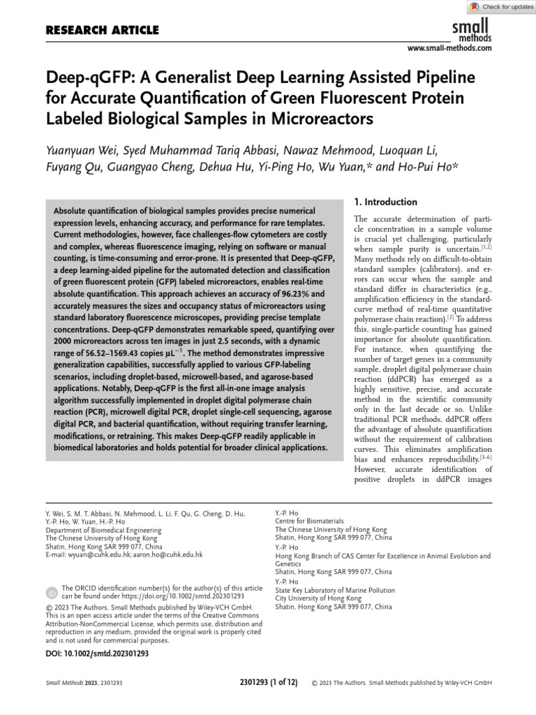 Small Methods - 2023 - Wei - Deep QGFP A Generalist Deep Learning Assisted Pipeline For Accurate ...