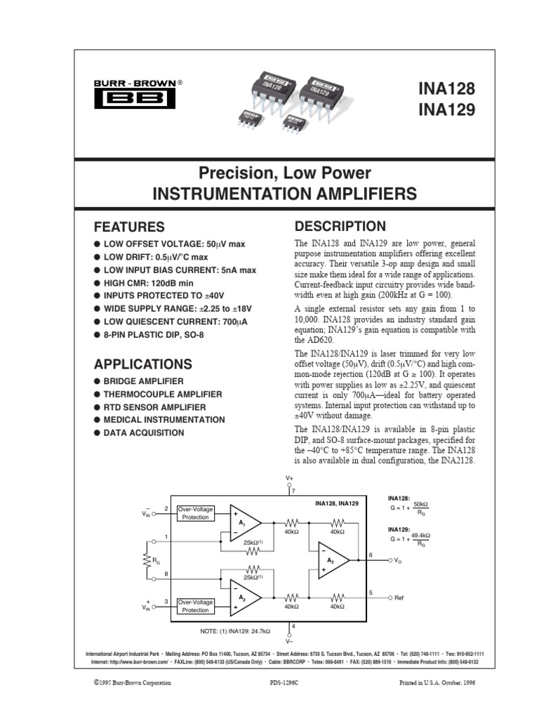 Ina 128 | PDF | Amplifier | Power Supply