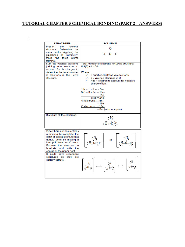 Muhammad Yazid Bin Abd Halim Tutorial Chapter 5 Chemical Bonding (Part 2 Answers) | PDF ...