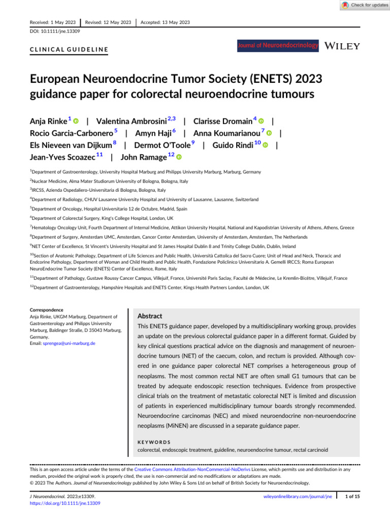 J Neuroendocrinology - 2023 - Rinke - European Neuroendocrine Tumor ...