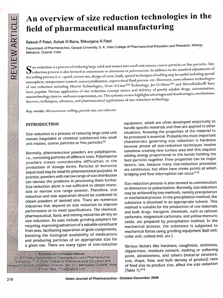 An Overview Size Reduction | PDF