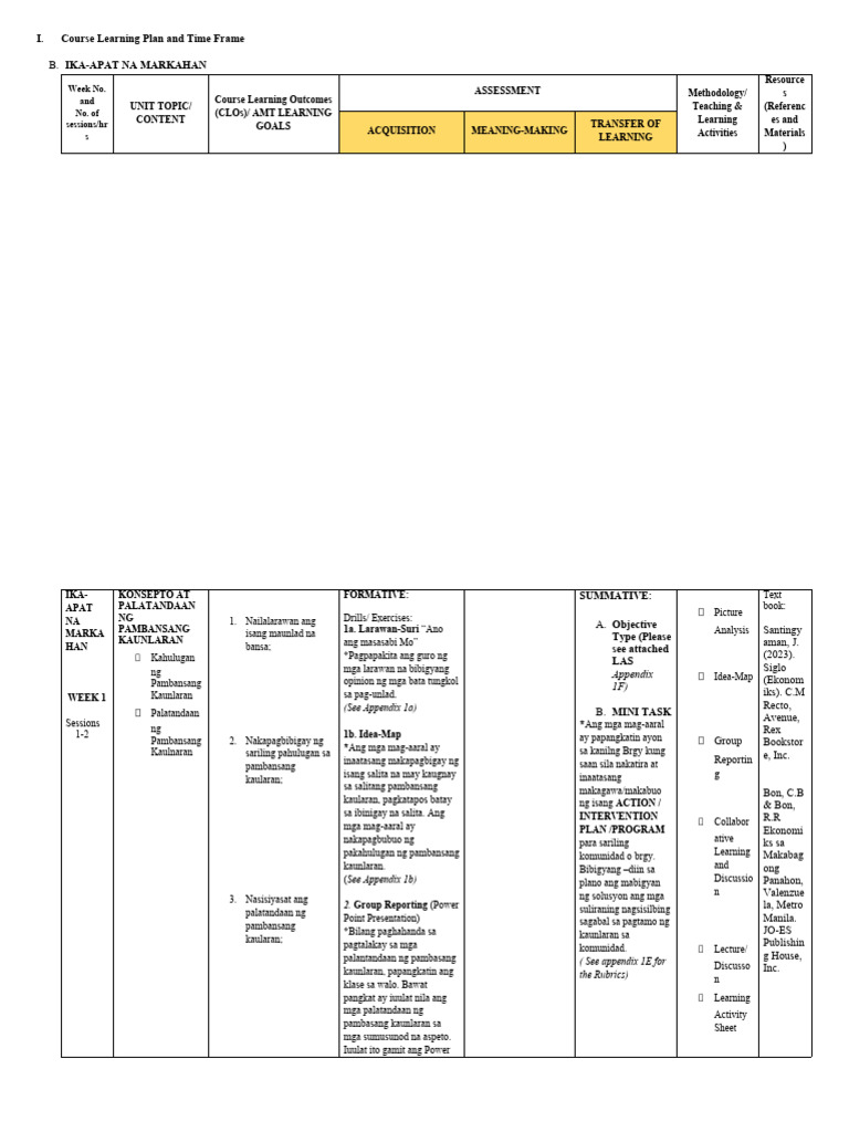Curriculum Map - Fourth Grading | PDF
