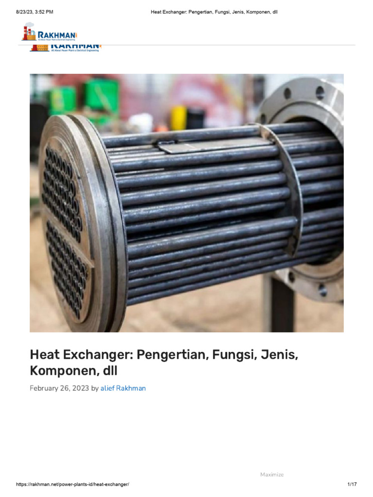 Pengertian dan Jenis Heat Exchanger | PDF | Griya & Taman | Komputer