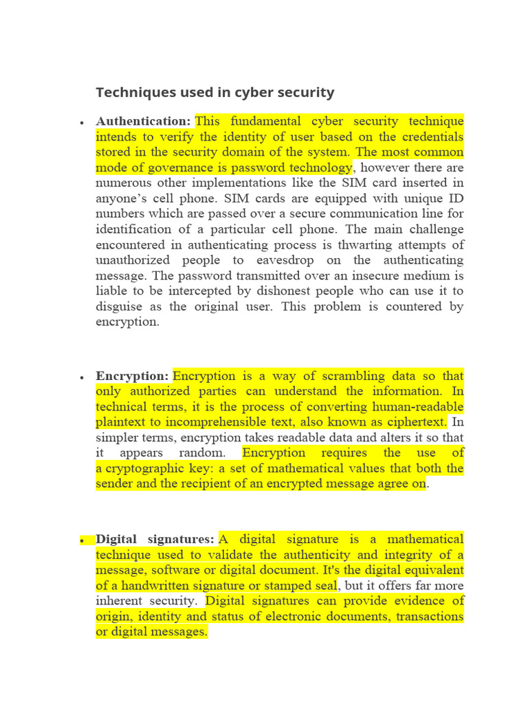 UNIT I - Techniques Used in Cyber Security | PDF | Encryption | Computer Security