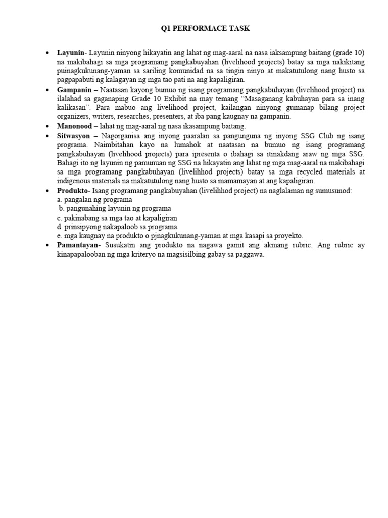 q1-q4 Performace Task | PDF